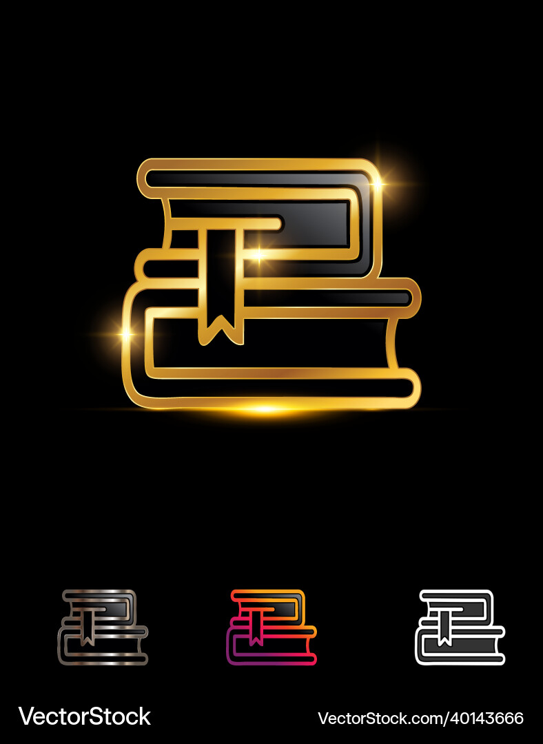 Golden opened book symbol sign Royalty Free Vector Image