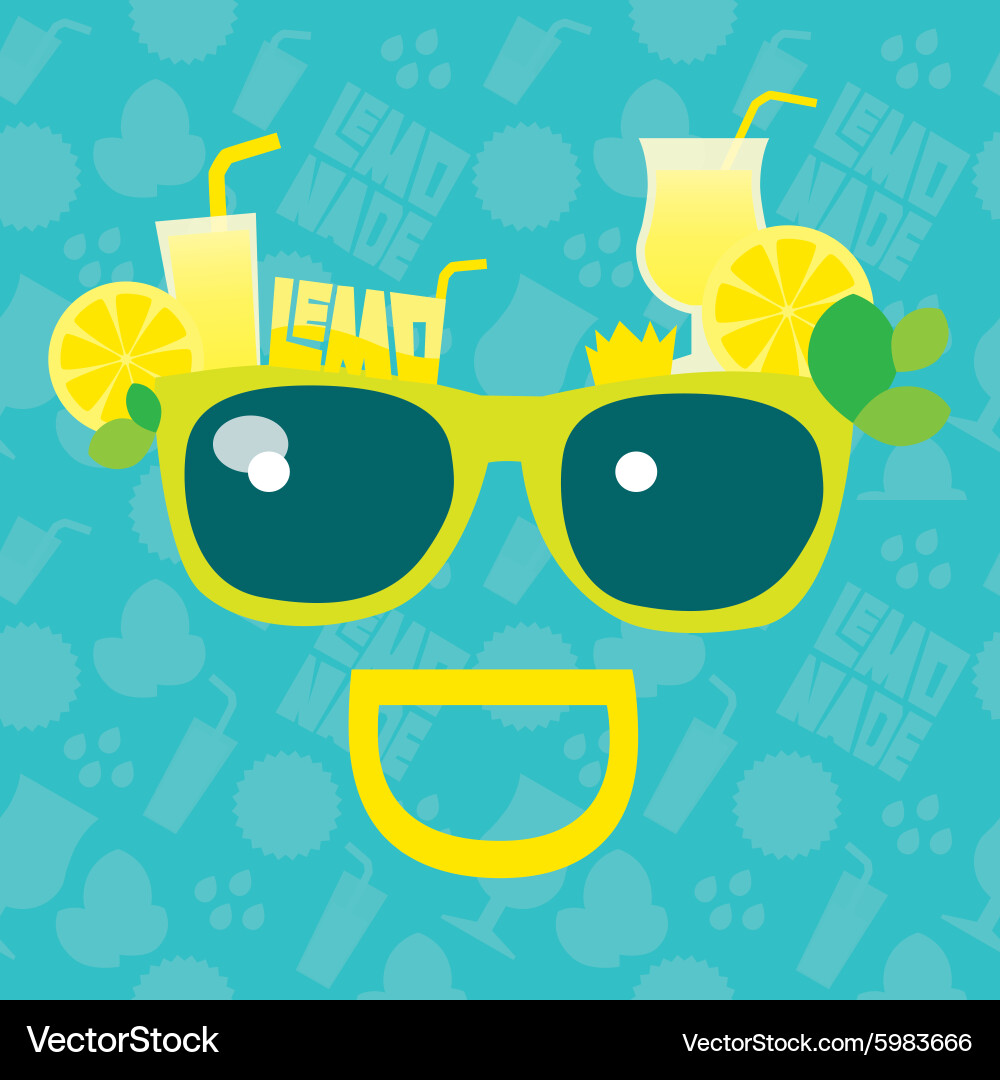 Lemonade smile summer sunglasses with lemons Vector Image