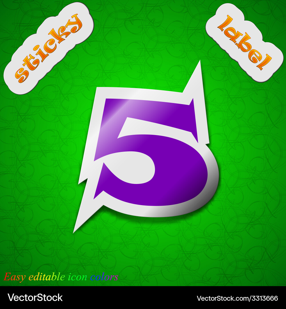 Number five icon sign symbol chic colored sticky Vector Image