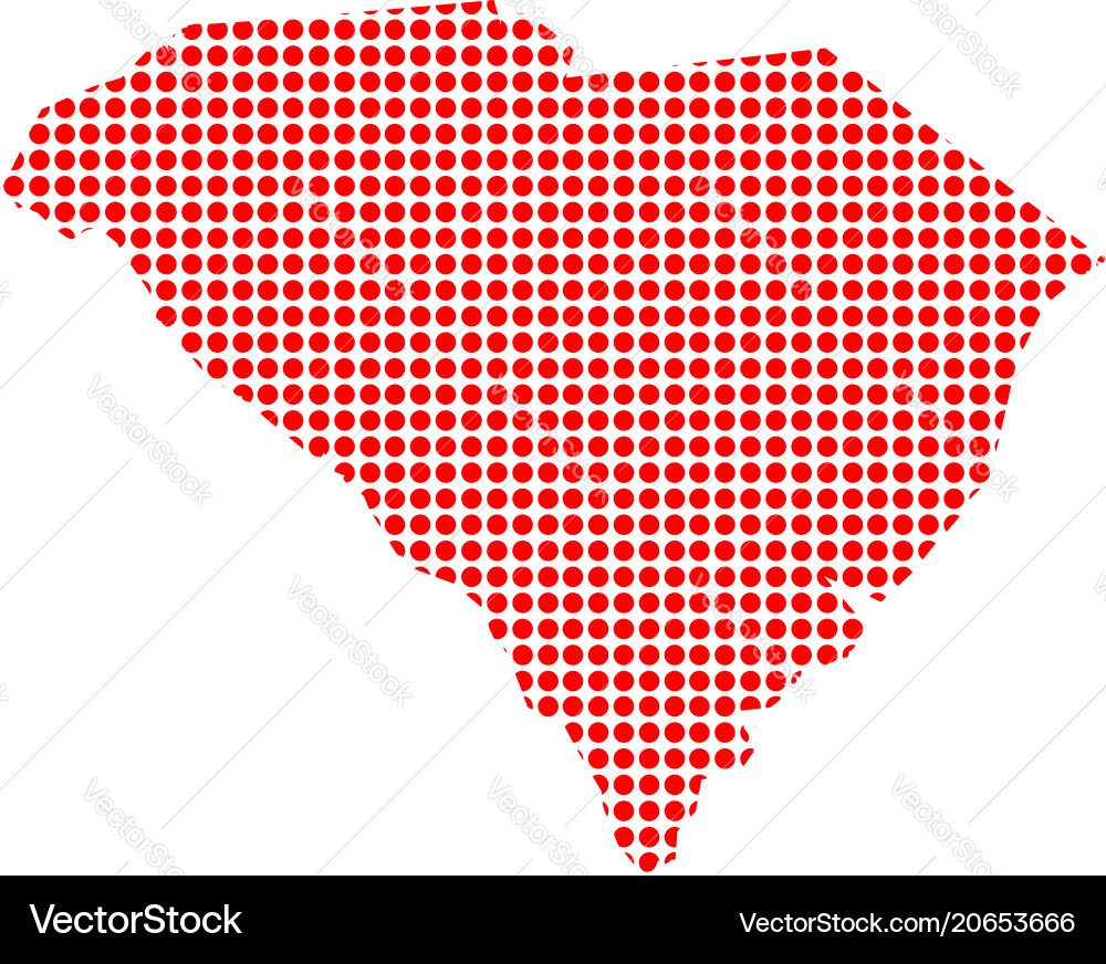 Red dot map of south carolina Royalty Free Vector Image