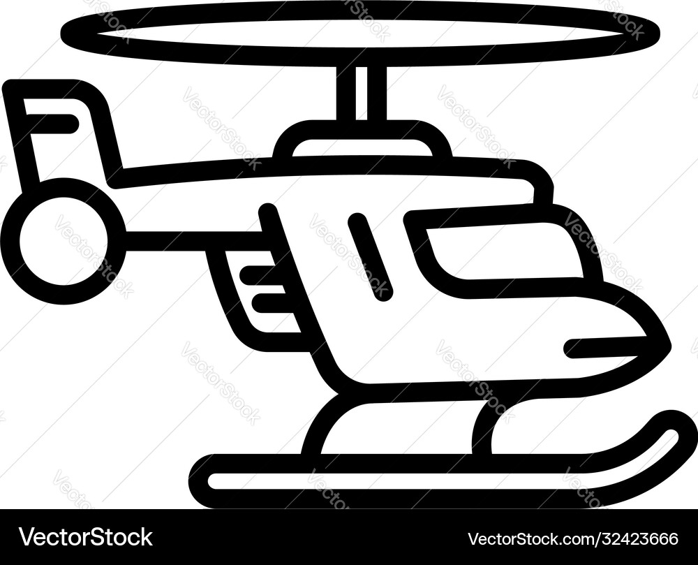 Rescue helicopter icon outline style Royalty Free Vector