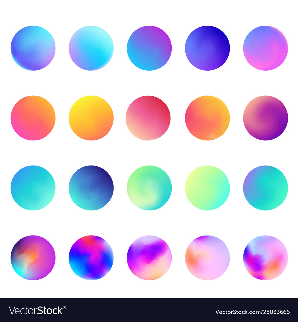 Rounded holographic gradient sphere set Royalty Free Vector