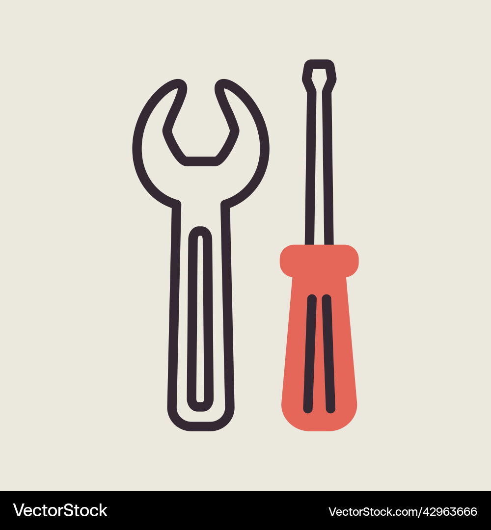 Screwdriver and wrench isolated icon Royalty Free Vector