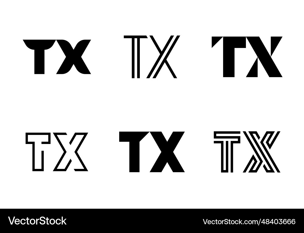 Set of letter tx logos Royalty Free Vector Image