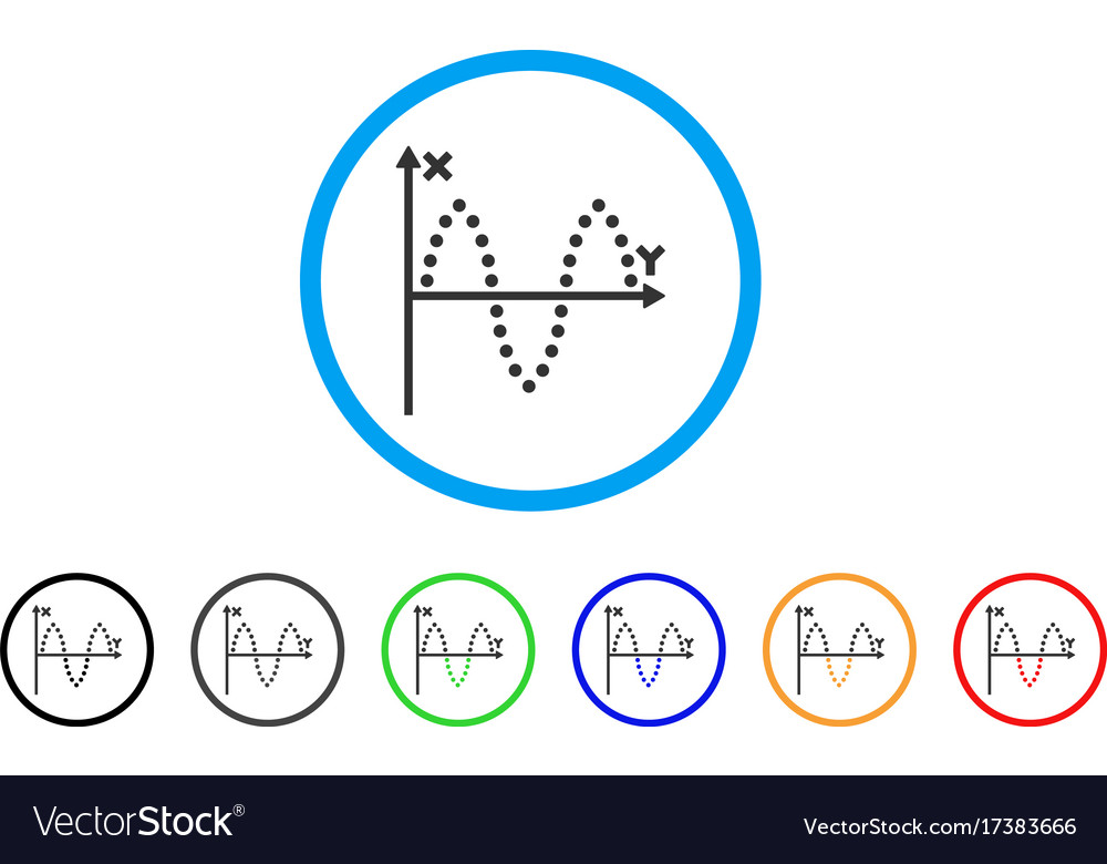 Sinusoid plot rounded icon Royalty Free Vector Image