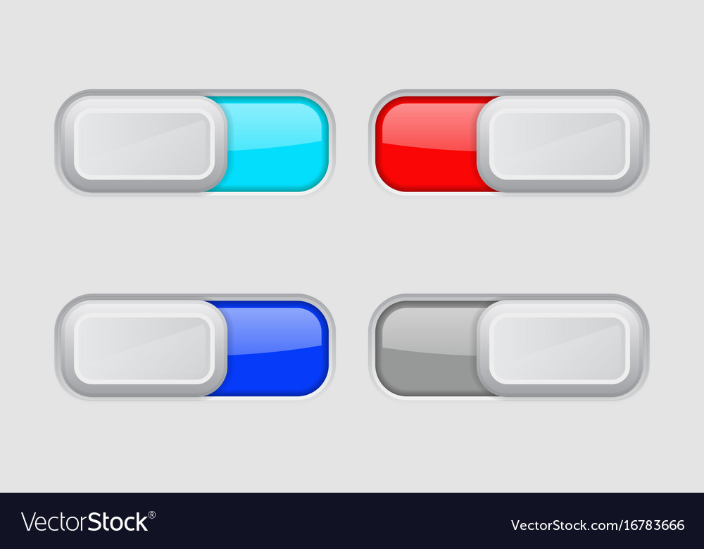 Toggle switch colored buttons Royalty Free Vector Image