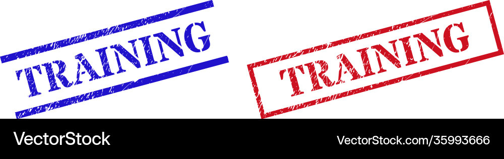 Training textured scratched seal stamps Royalty Free Vector
