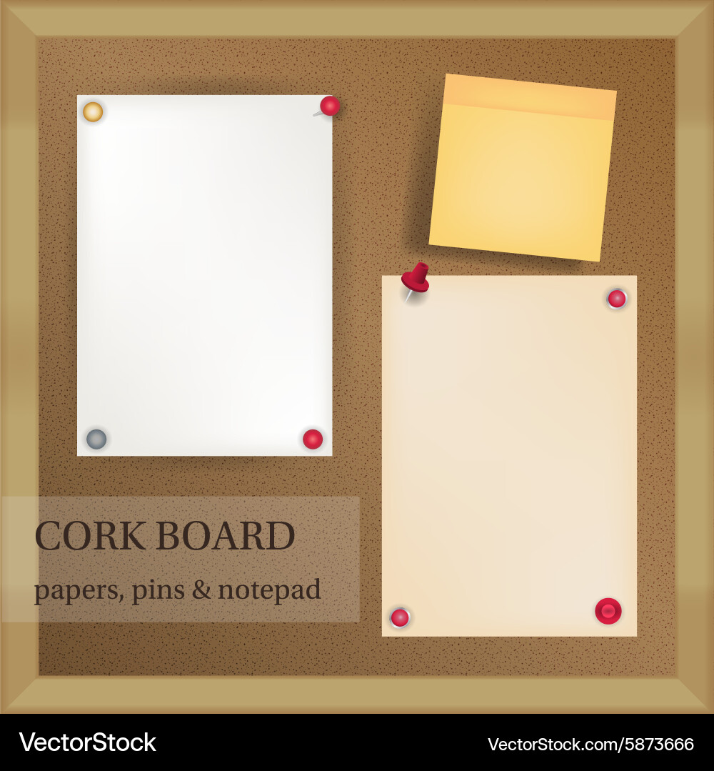 White and yellow papers with pins note pad Vector Image