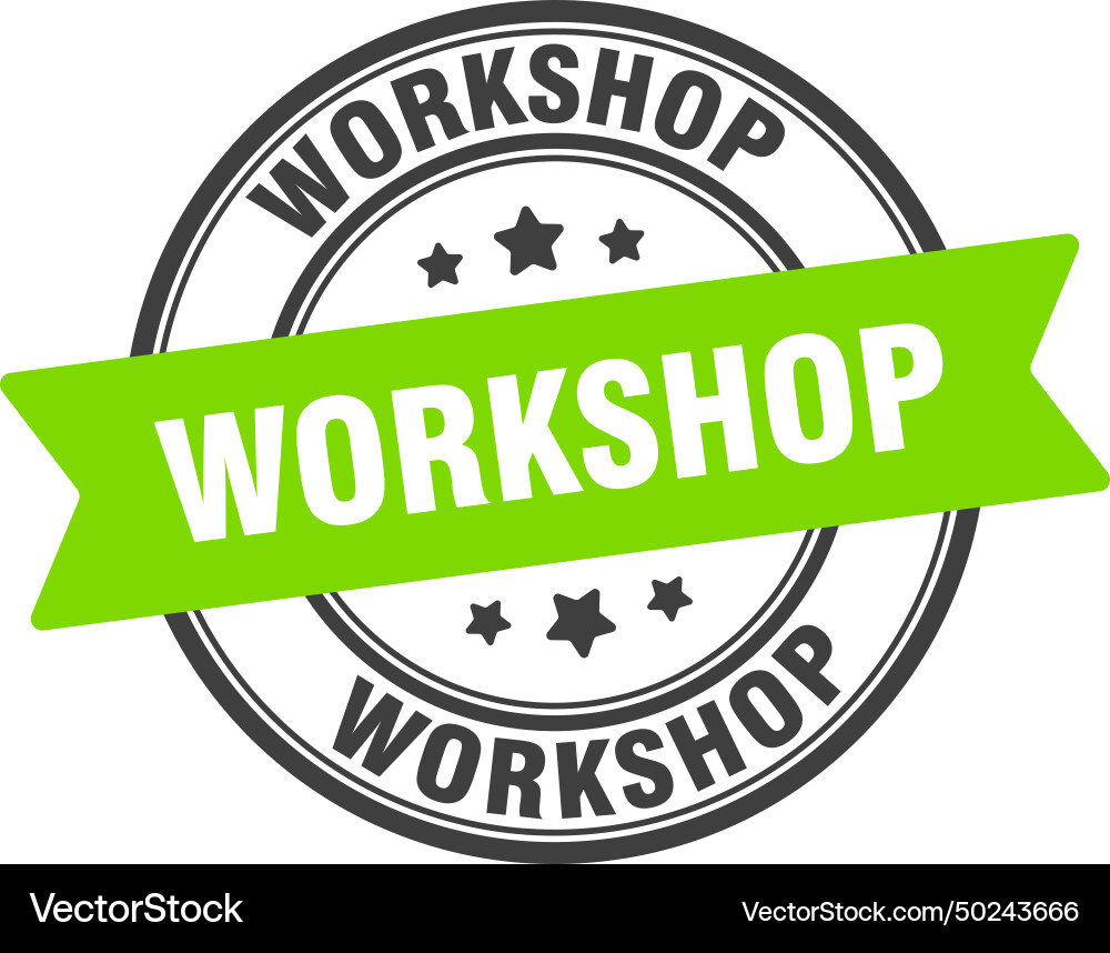 Workshop stamp label on transparent Royalty Free Vector