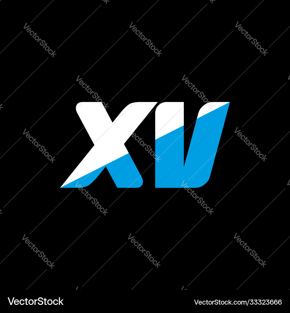Xv letter logo design on black background Vector Image