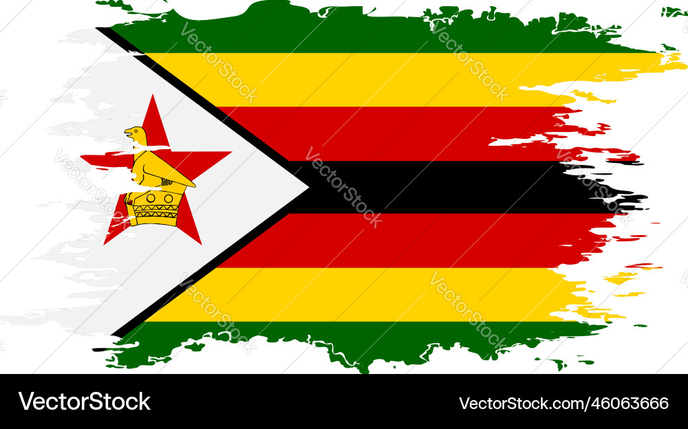 Zimbabwe flag grunge brush color image Royalty Free Vector