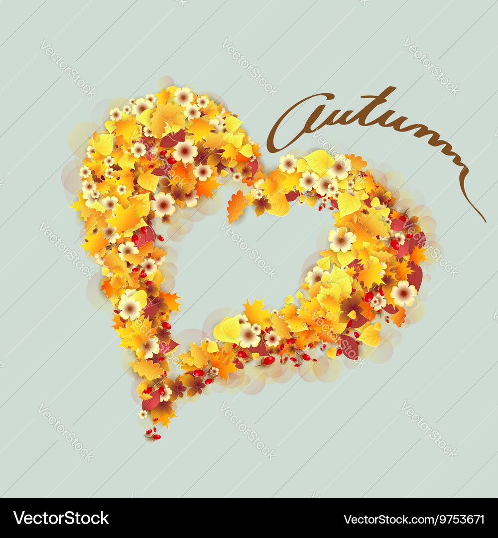 Autumn frame in shape of heart Royalty Free Vector Image