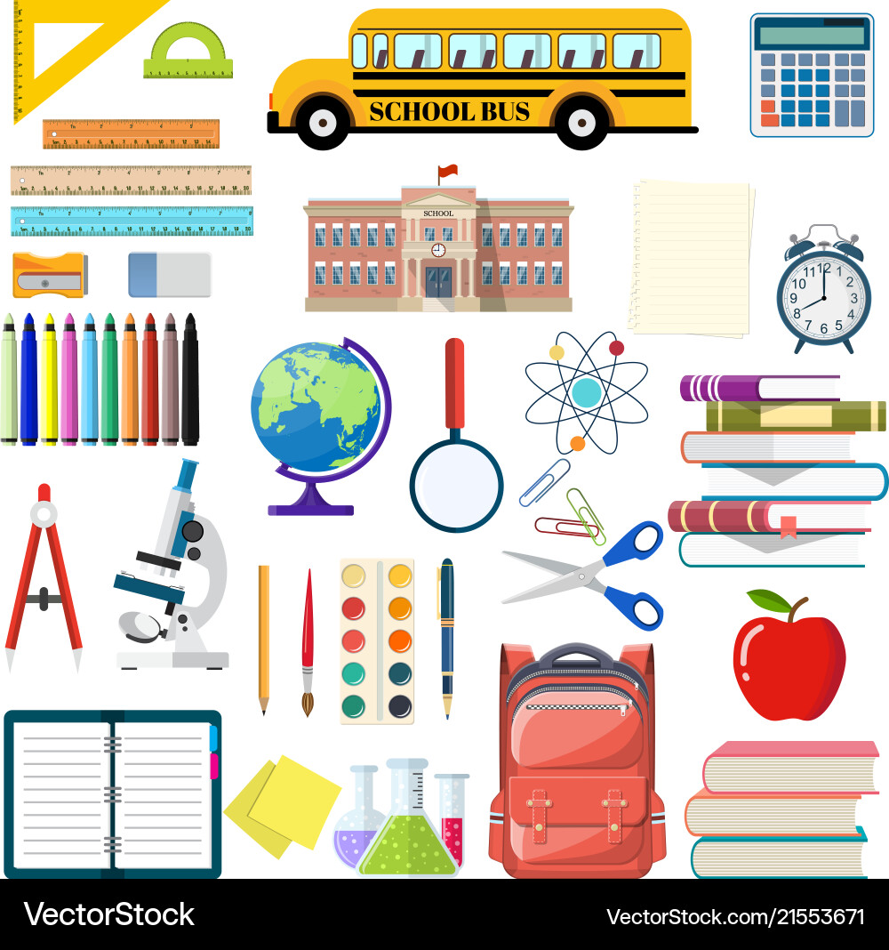 Big school set Royalty Free Vector Image - VectorStock