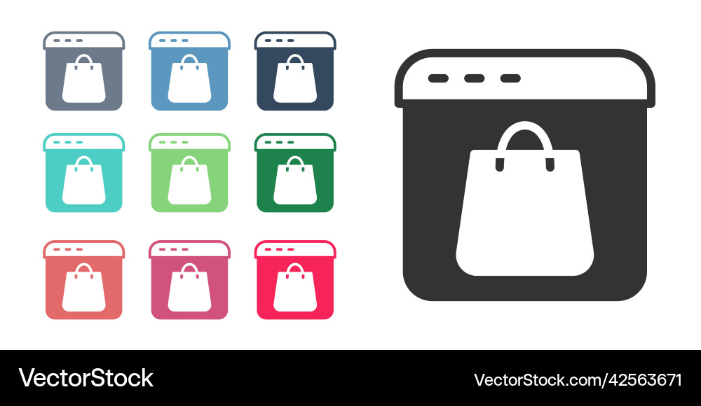 Black online shopping on screen icon isolated Vector Image