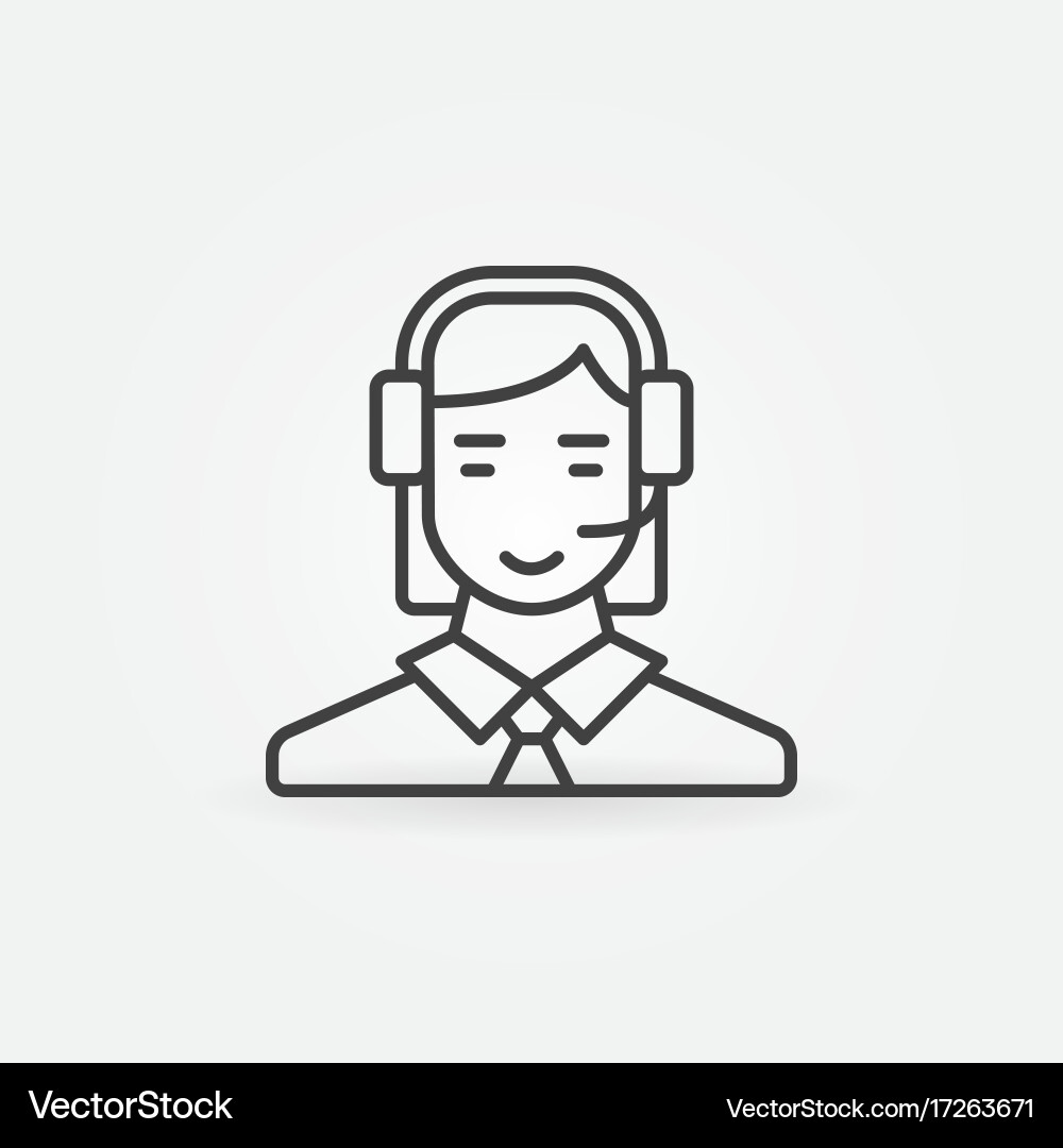 Call center operator line icon woman Royalty Free Vector