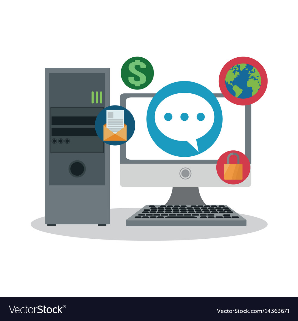 Computer work or office related icons image Vector Image
