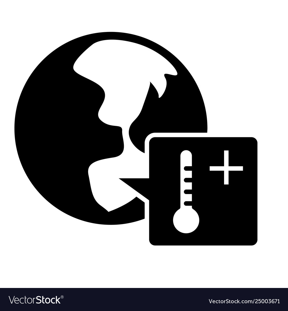 Global warming solid icon globe with thermometer Vector Image