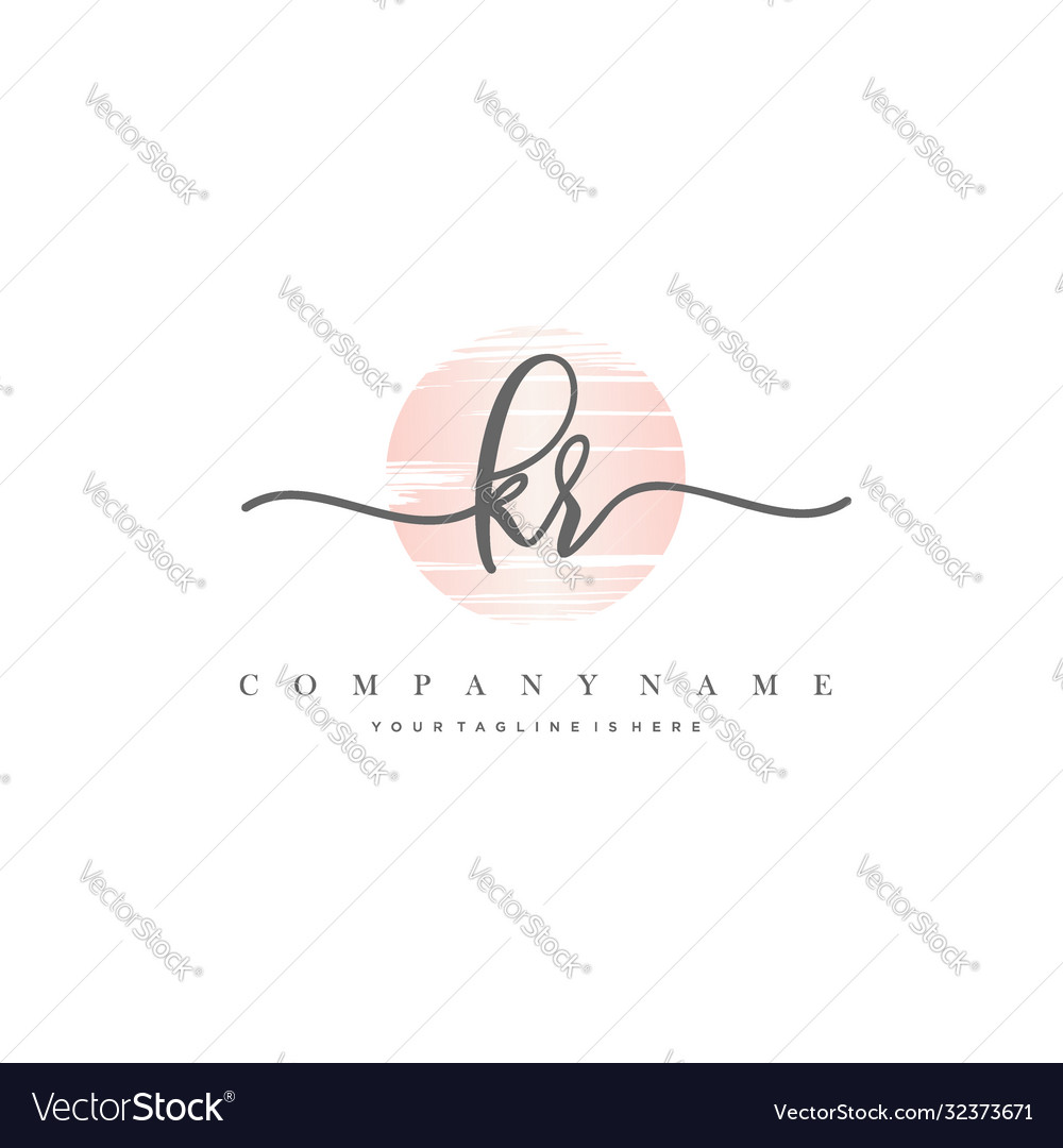 Kr initial handwriting logo Royalty Free Vector Image