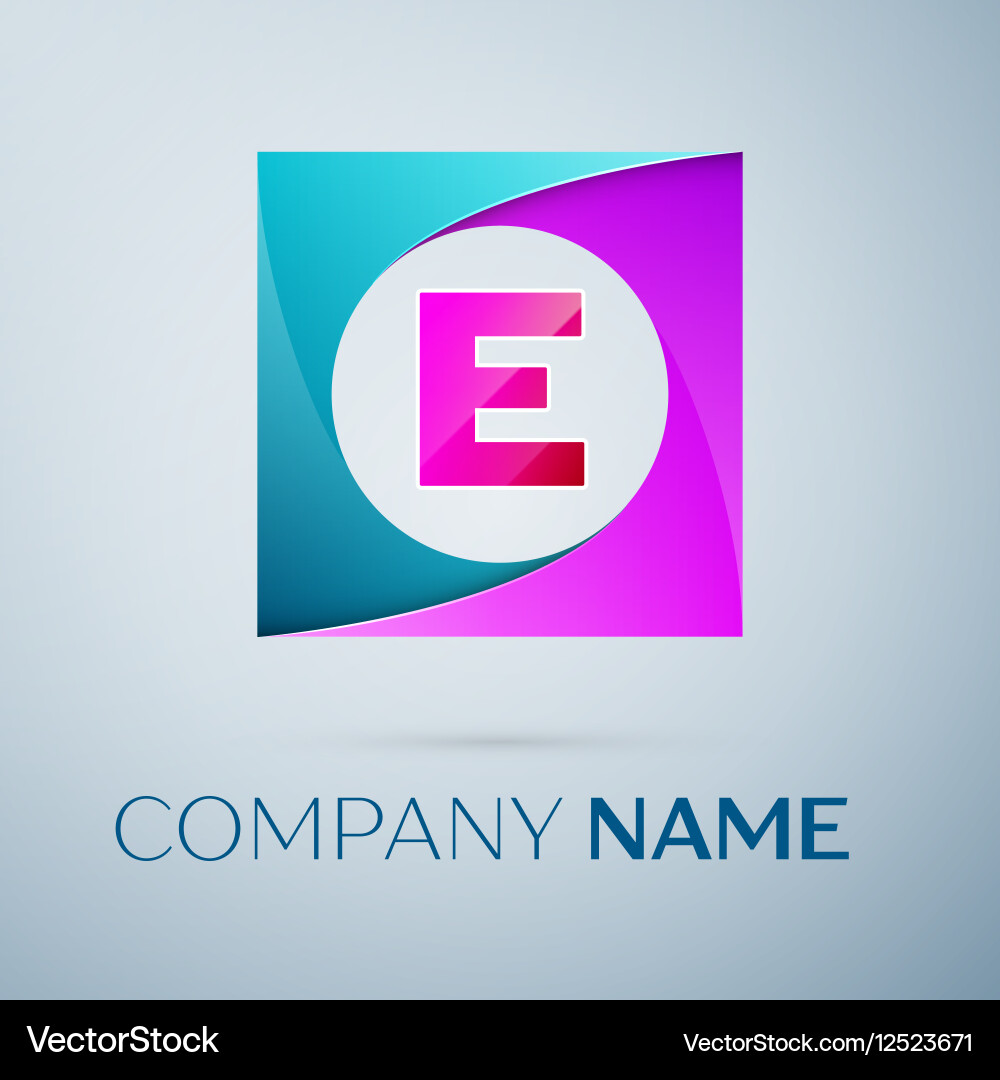 Letter e logo symbol in the colorful square Vector Image