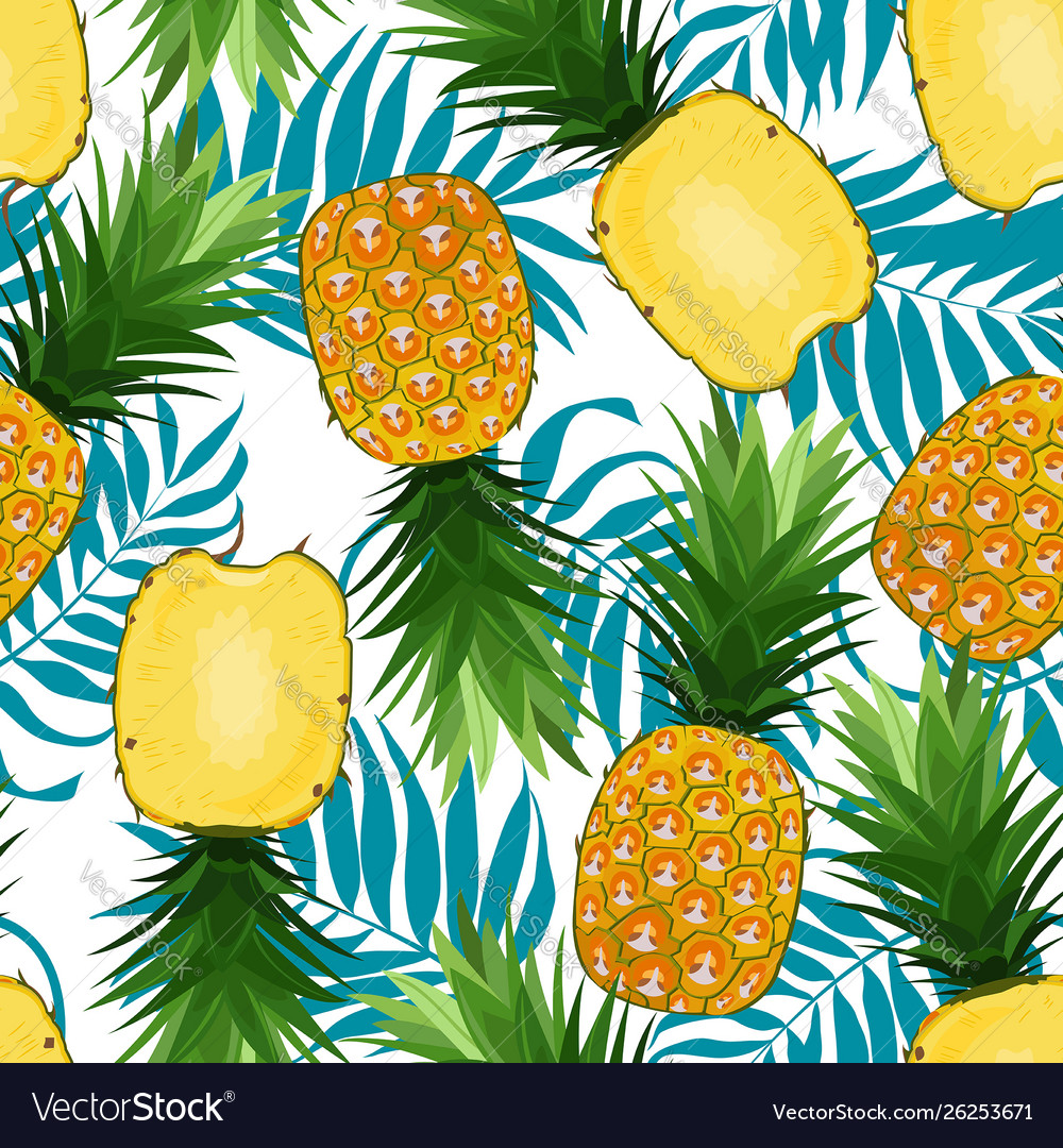 Pineapple seamless pattern whole Royalty Free Vector Image