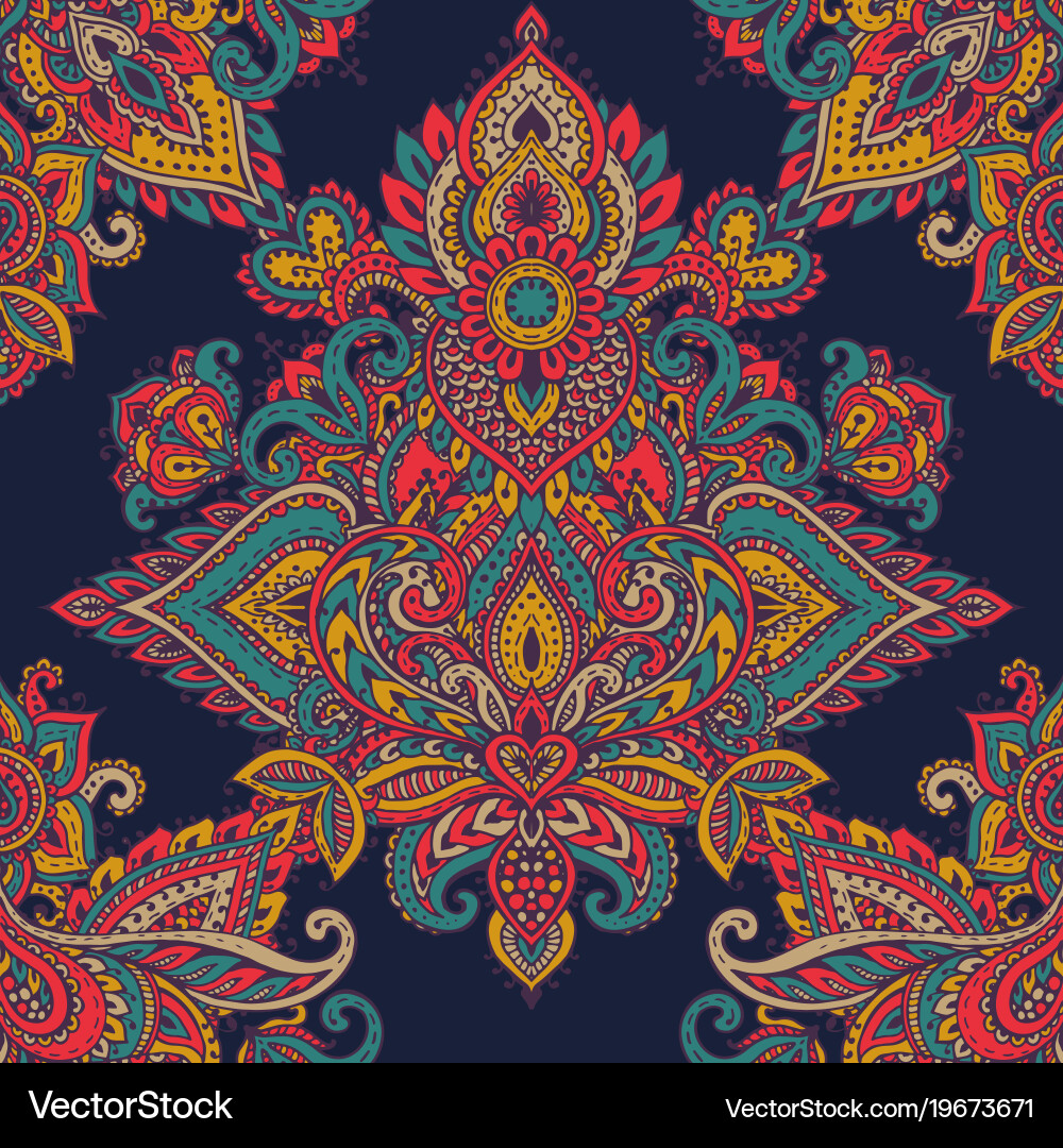 Seamless pattern with henna mehndi floral Vector Image