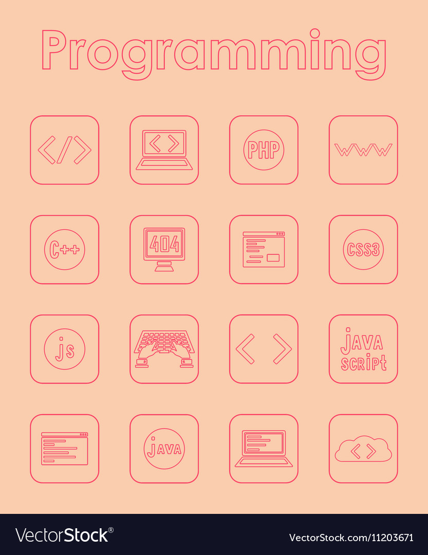 Set of programming simple icons Royalty Free Vector Image