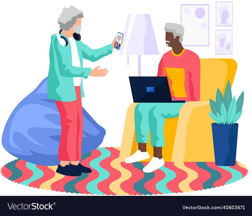 Social concept old people using computer Vector Image