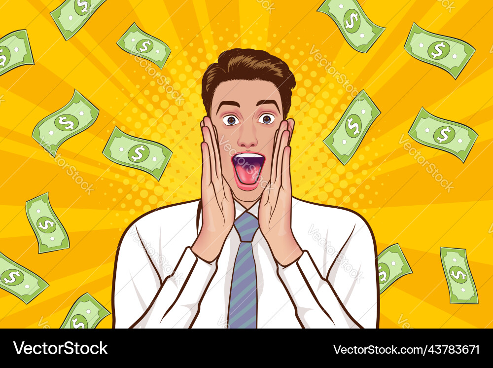 Surprise business man successful and shocking Vector Image