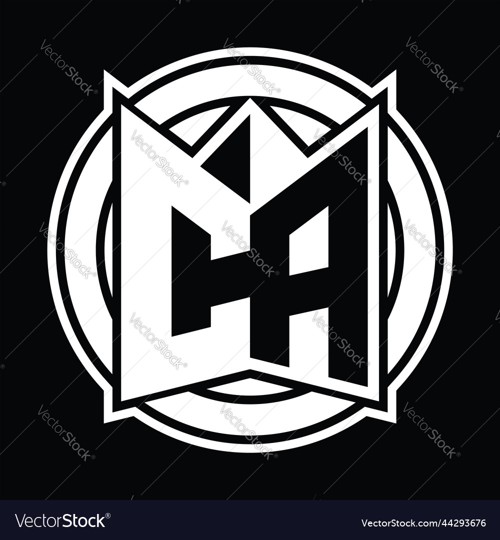 Ca logo monogram circle rounded design Royalty Free Vector