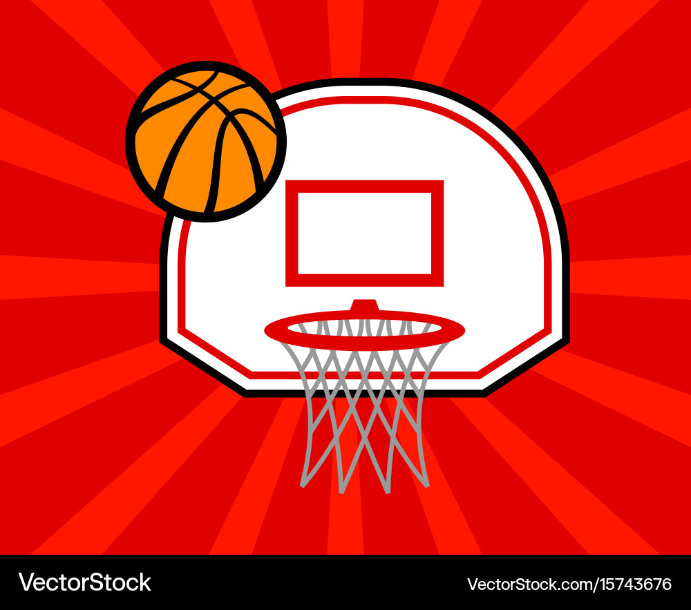Cartoon basketball and net Royalty Free Vector Image