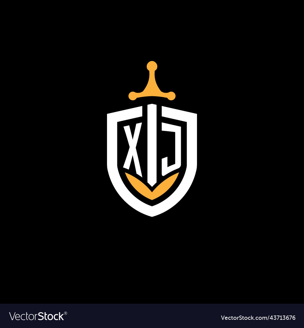 Creative letter xj logo gaming esport with shield Vector Image