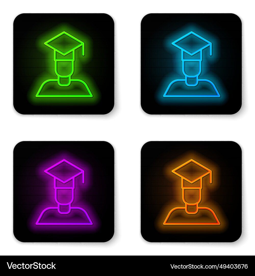 Glowing neon line graduate and graduation cap Vector Image