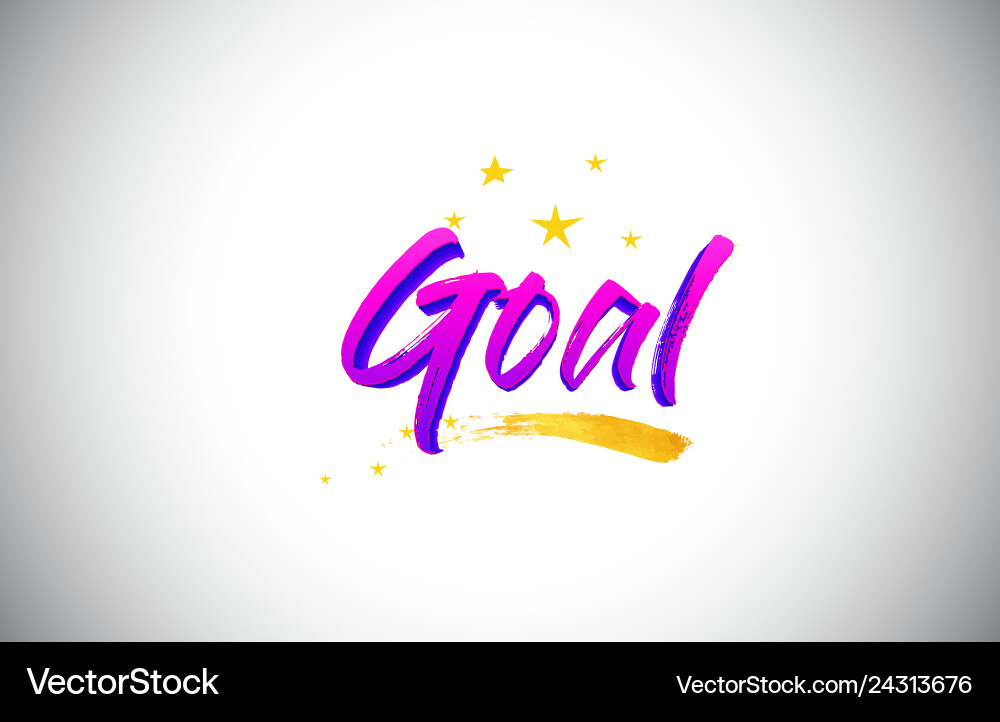 Goal purple violet word text with handwritten Vector Image