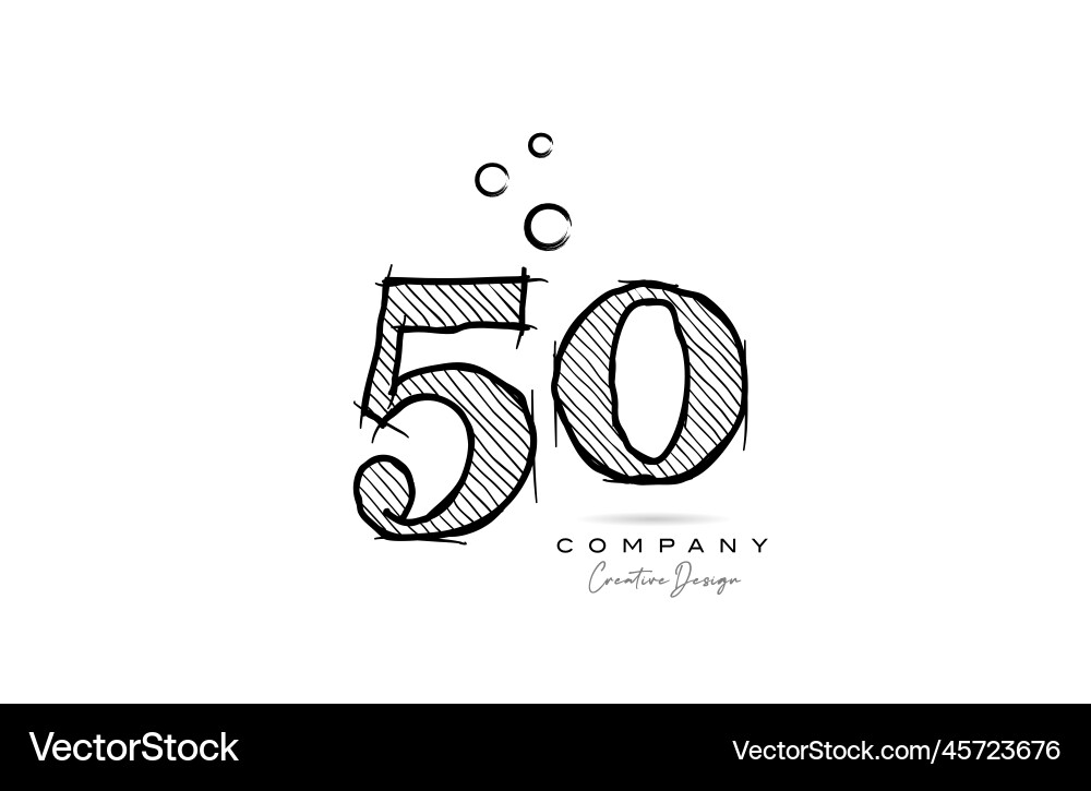 Hand drawing number 50 logo icon design Royalty Free Vector