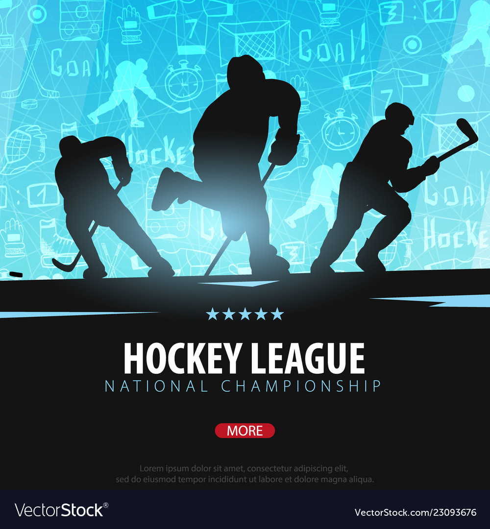 Hockey banner with players and doodle elements Vector Image