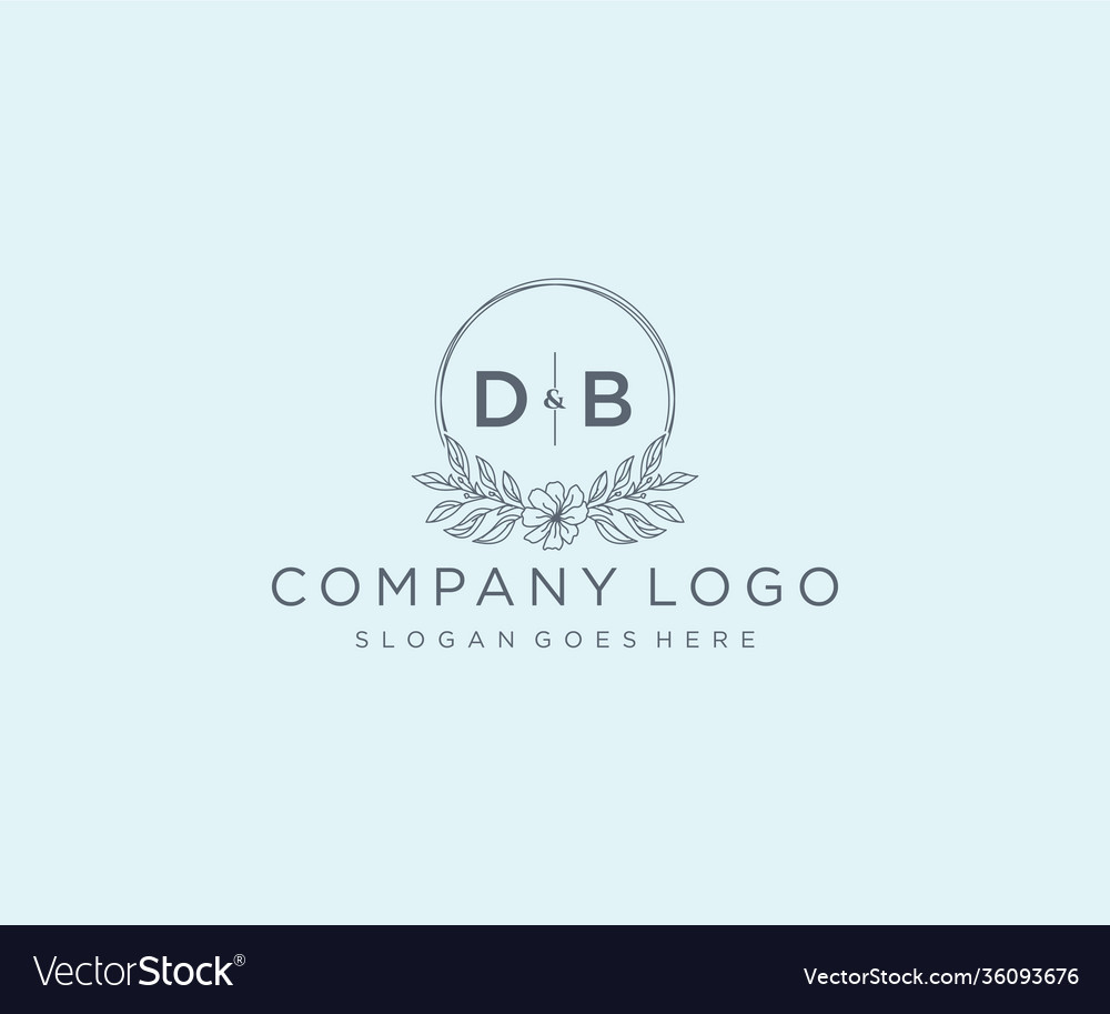 Initial db letters floral frames unique Royalty Free Vector