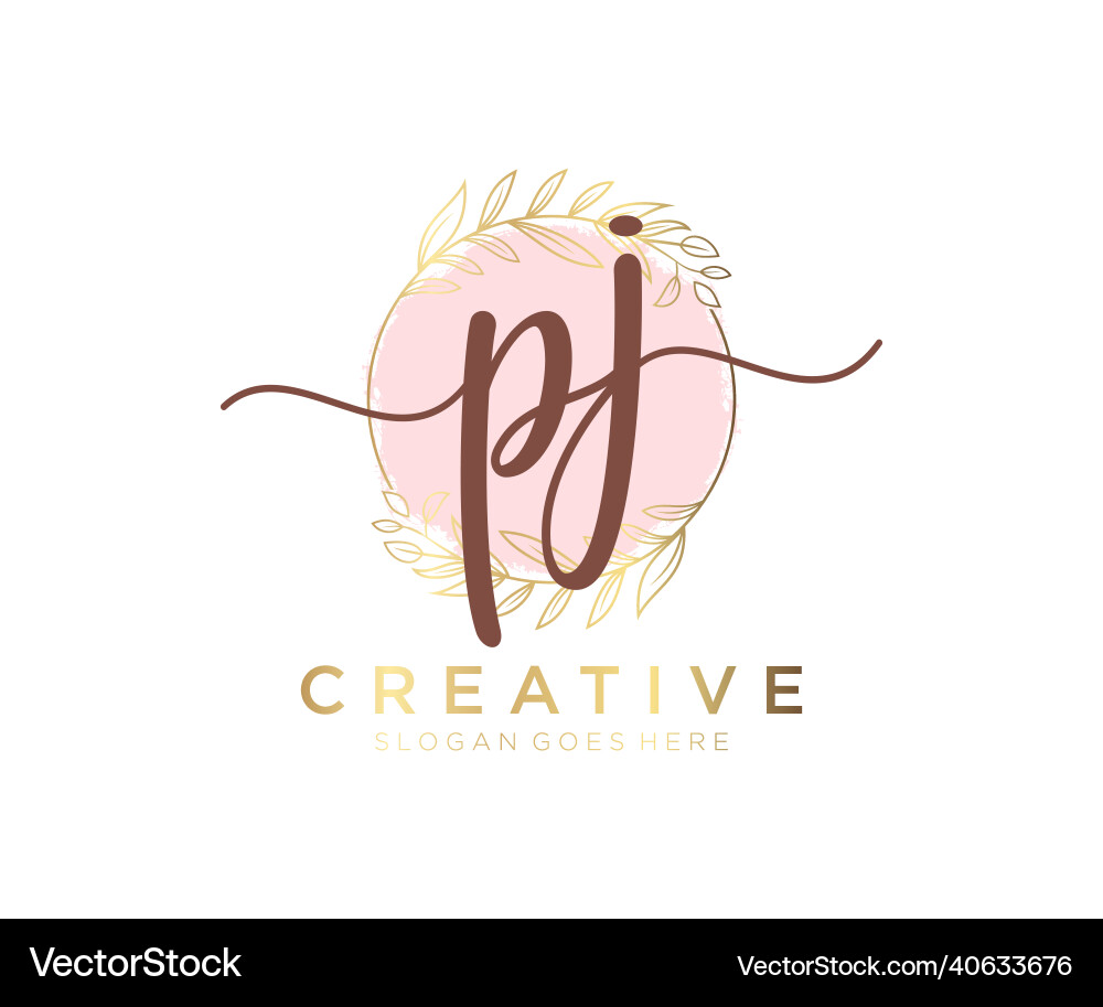 Initial pj feminine logo usable for nature salon Vector Image