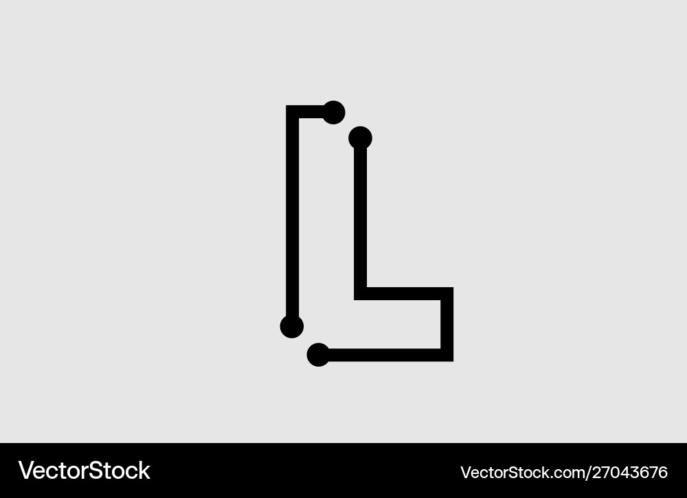 L letter alphabet logo design with line and dots Vector Image