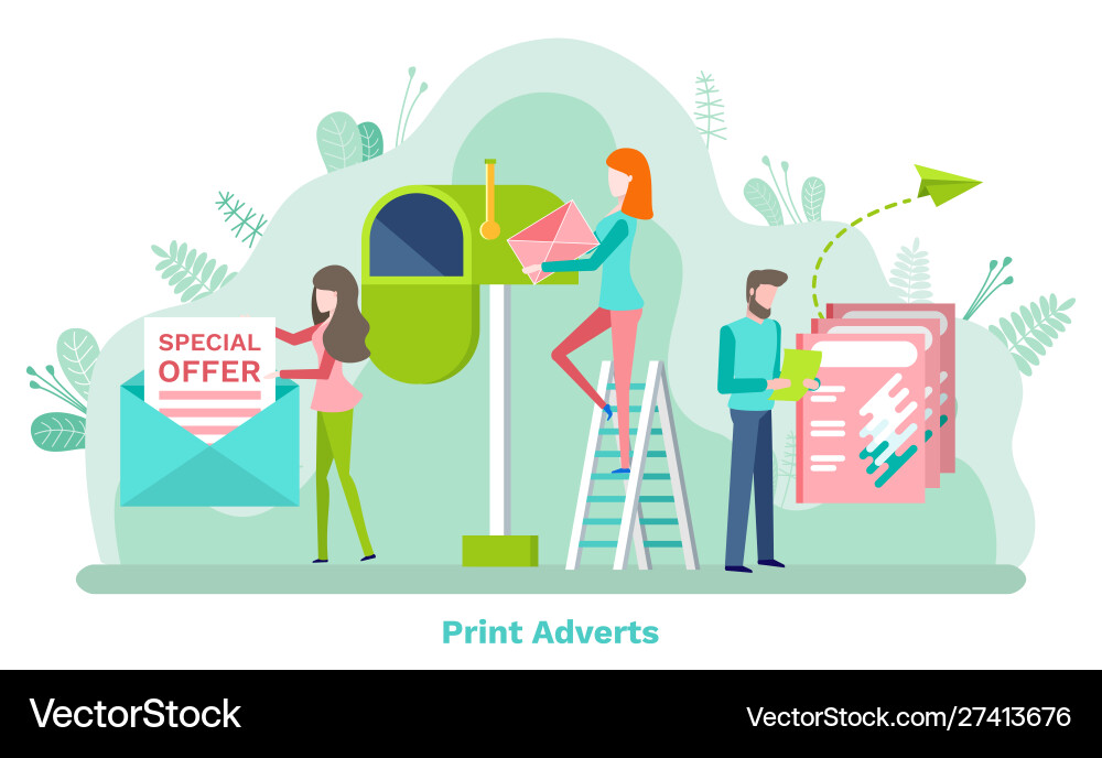 Letter and post box special offer advert Vector Image