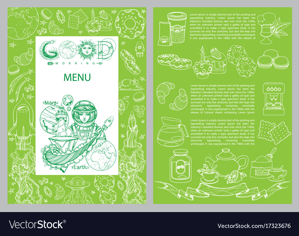 Menu template is green with a zone for text Vector Image