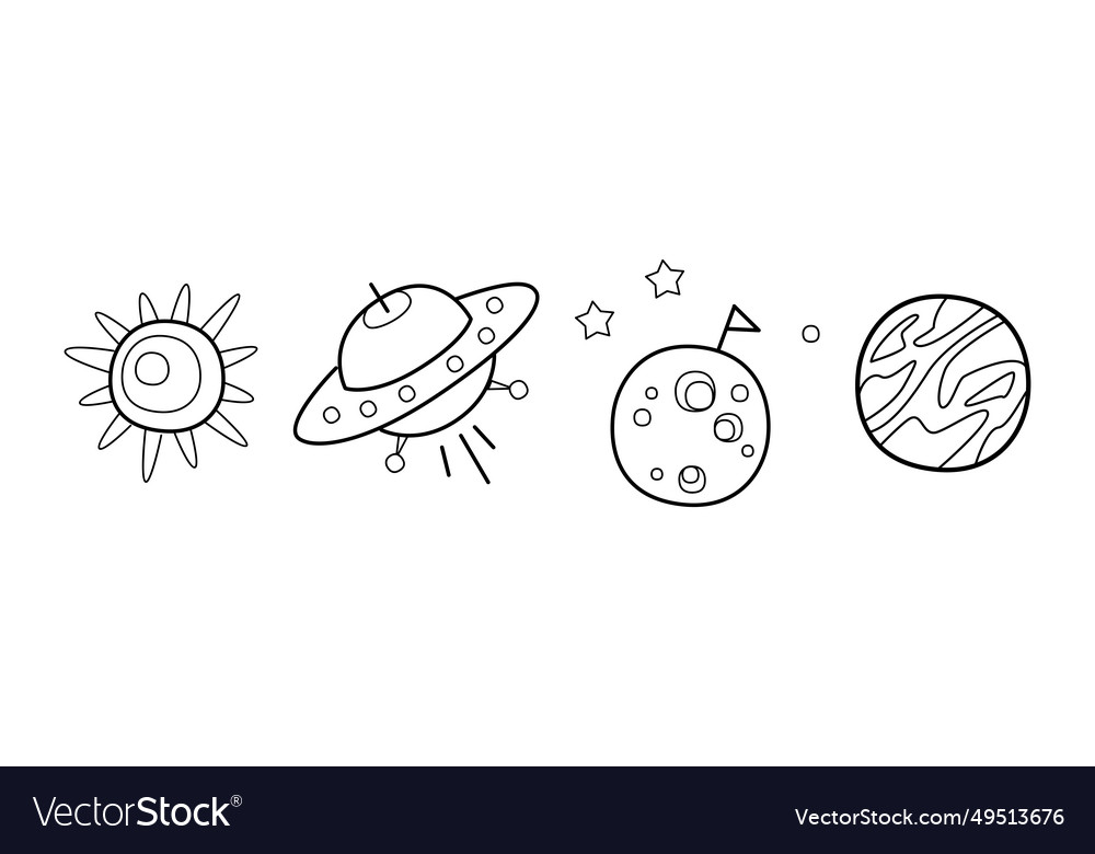 Outer space and universe icon in outline style Vector Image