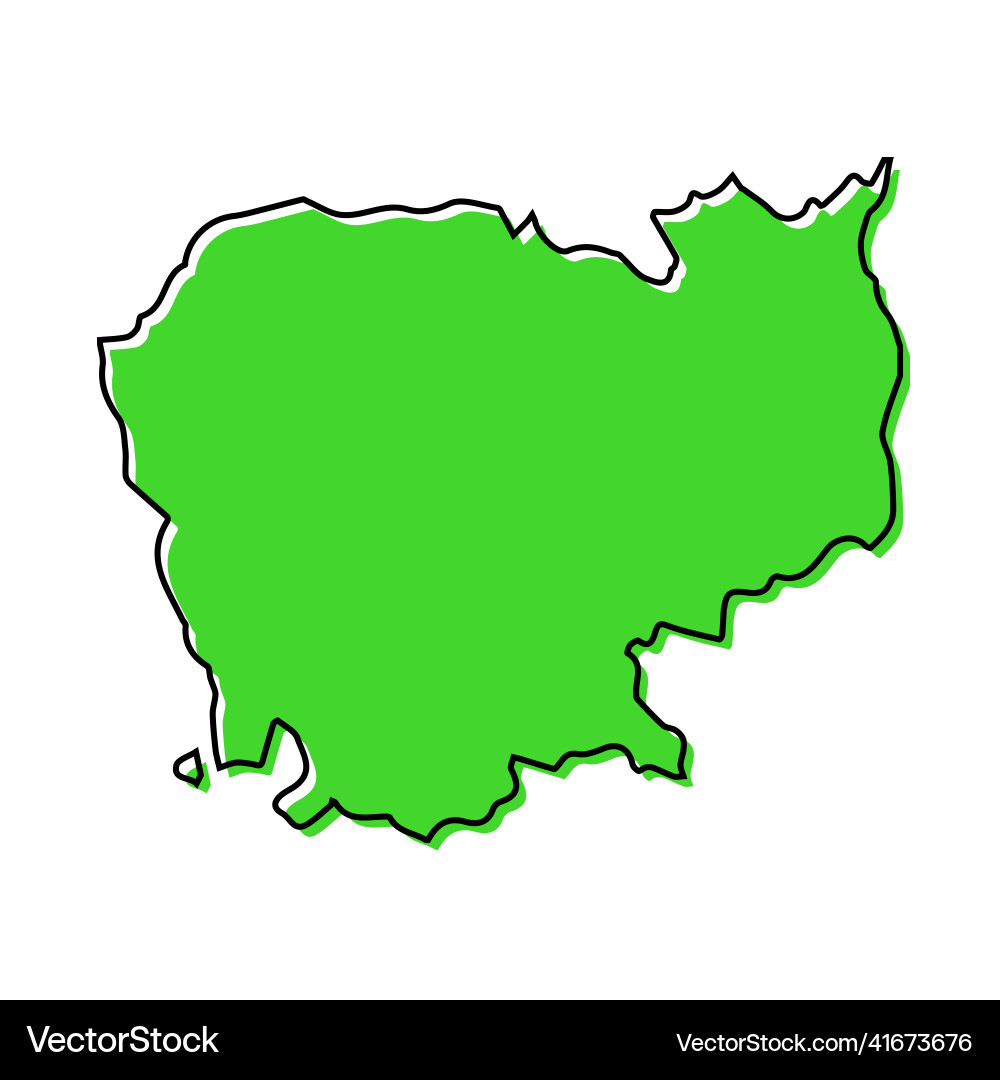 Simple outline map of cambodia stylized line Vector Image