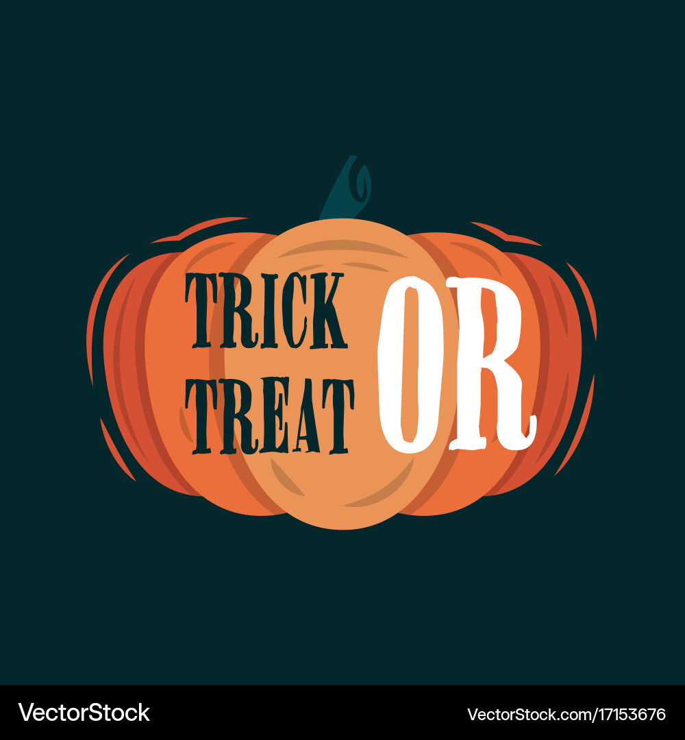 Trick or treat title on a pumpkin Royalty Free Vector Image
