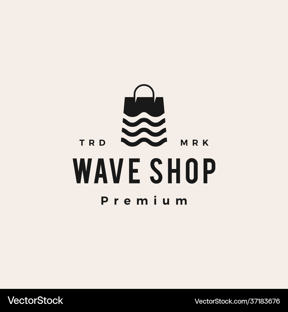 Wave shop hipster vintage logo icon Royalty Free Vector