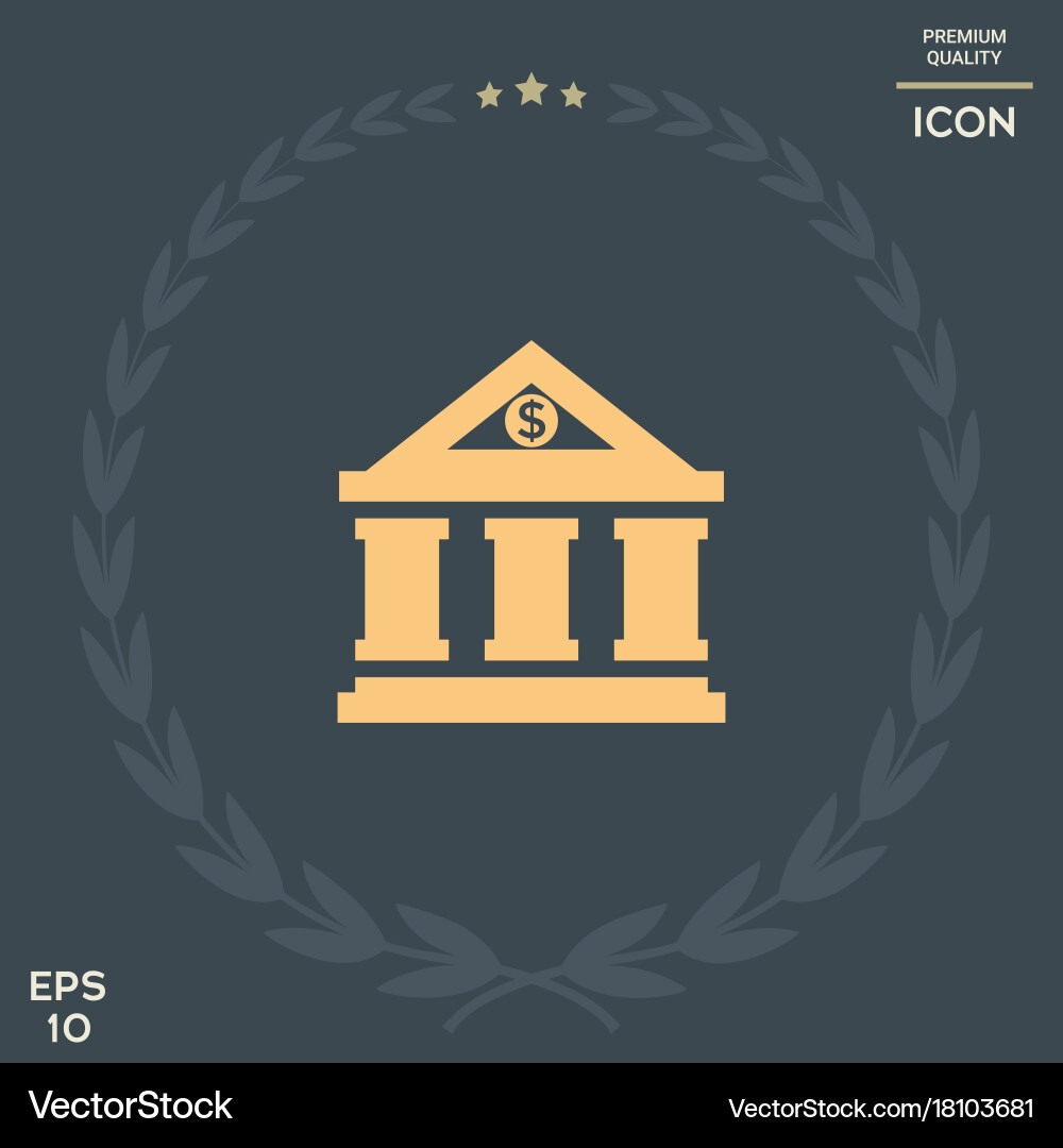 Bank icon with dollar symbol Royalty Free Vector Image