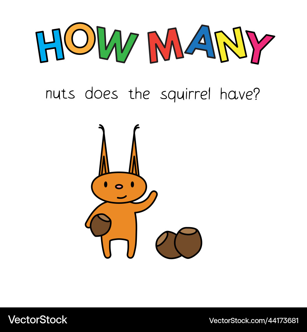 Cartoon squirrel counting game for kids Royalty Free Vector