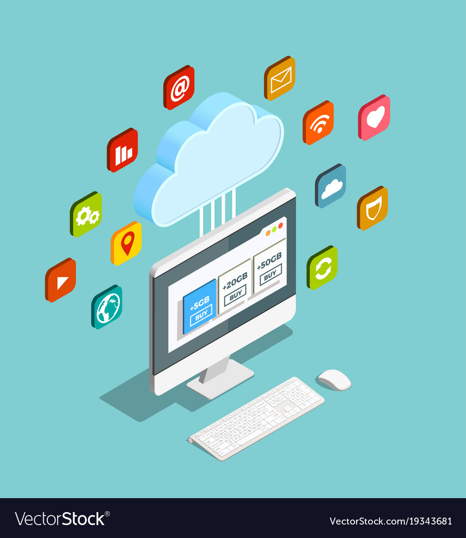 Cloud service model isometric composition Vector Image