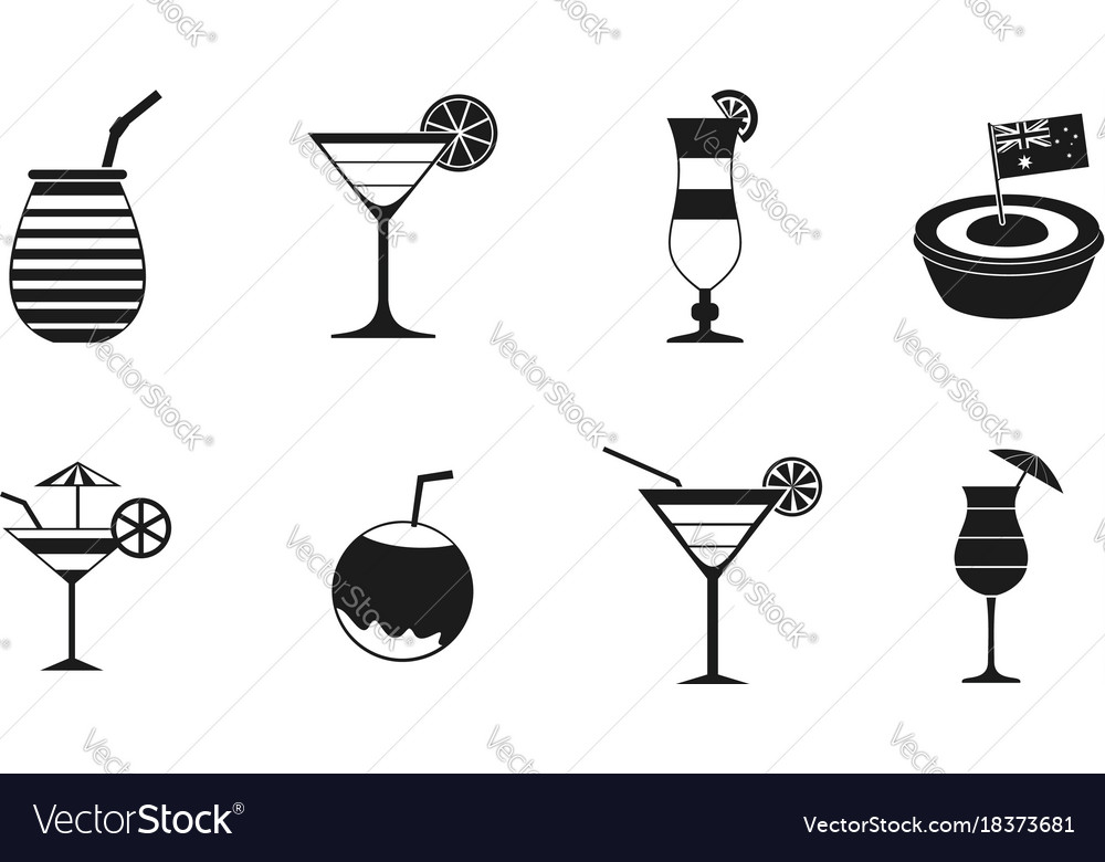 Cocktail Icon Set Simple Style Royalty Free Vector Image