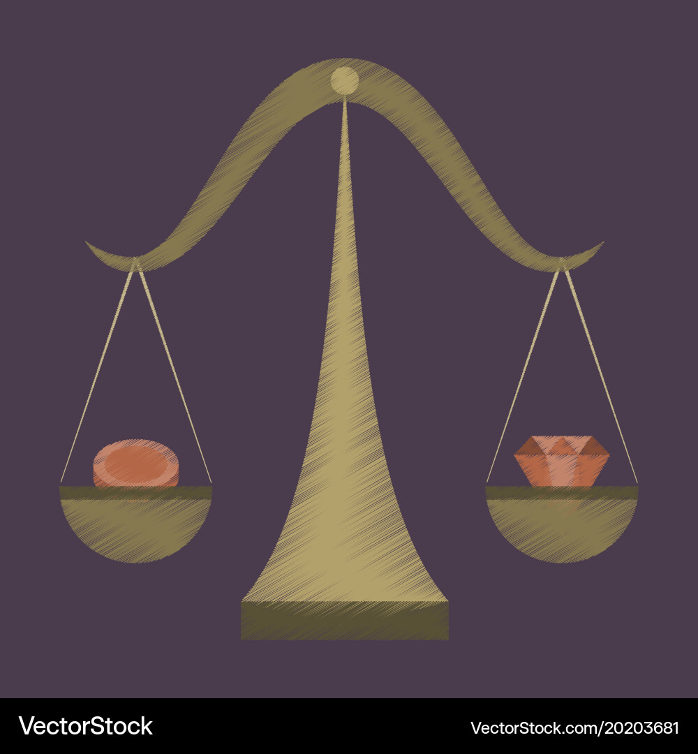 Flat shading style icon coin and diamond scales Vector Image