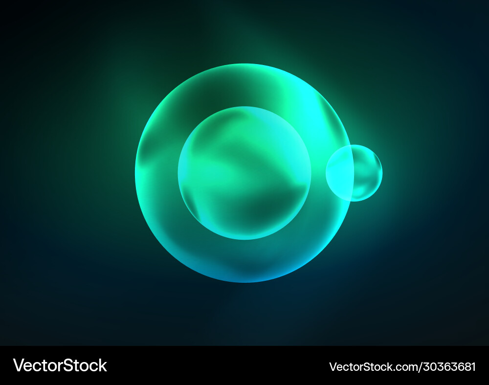 Glowing neon shiny transparent bubbles glass Vector Image